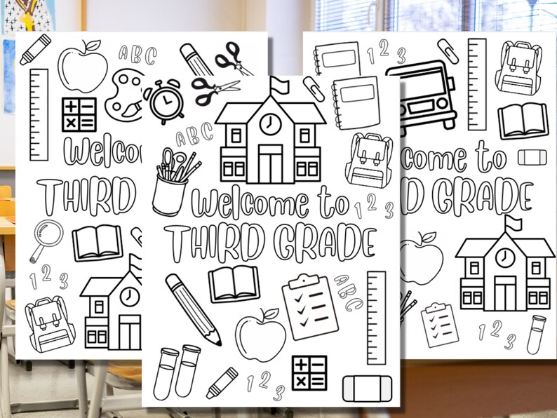 Welcome to Third Grade Coloring Sheet, Open House, First Day of School ...