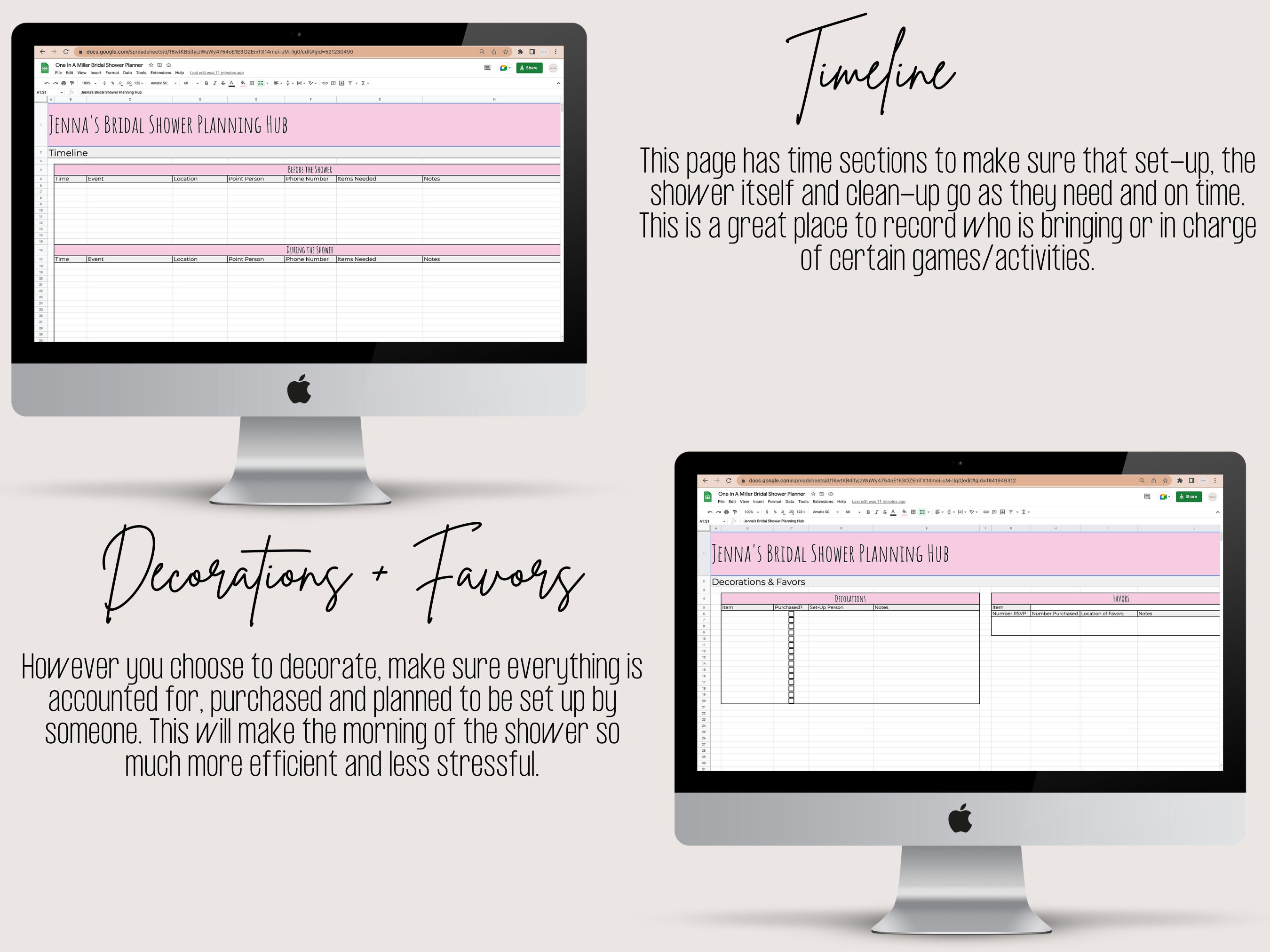 Digital Bridal Shower Planner, Google Sheets Bridal Shower Planner ...