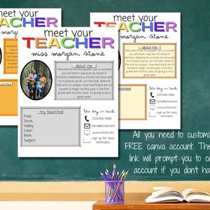 Meet Your Teacher Flyers, Teacher Contact Information, About Me Flyers ...