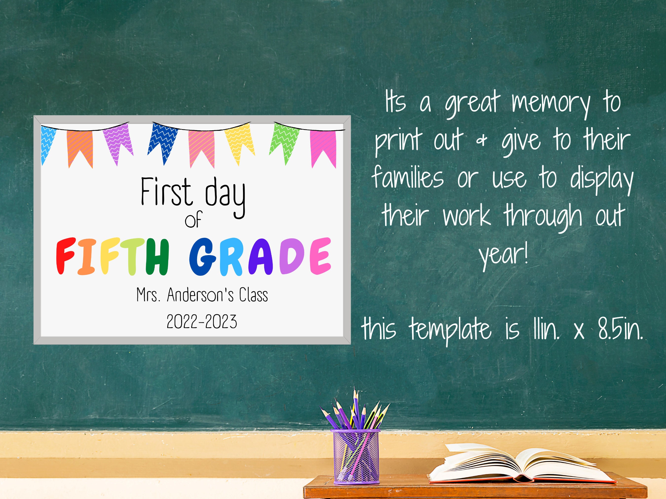 First Day of Fifth Grade Poster First Day of School Pictures - Etsy