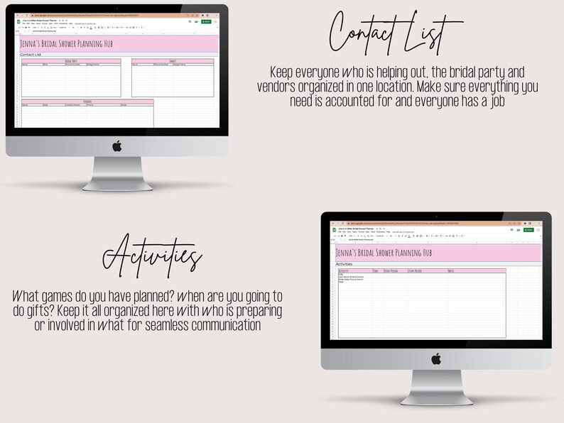 Digital Bridal Shower Planner, Google Sheets Bridal Shower Planner ...