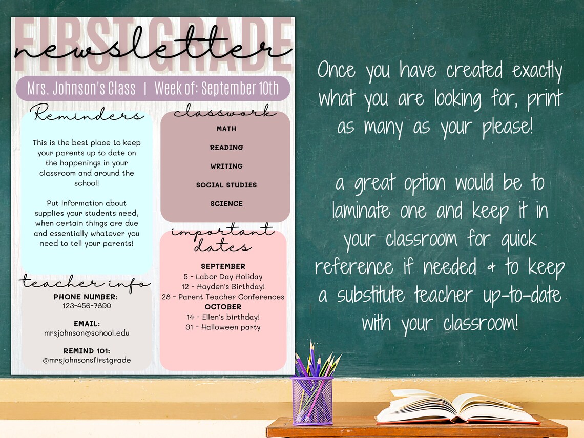 Weekly Classroom Newsletter, Elementary School, Teacher Resources ...