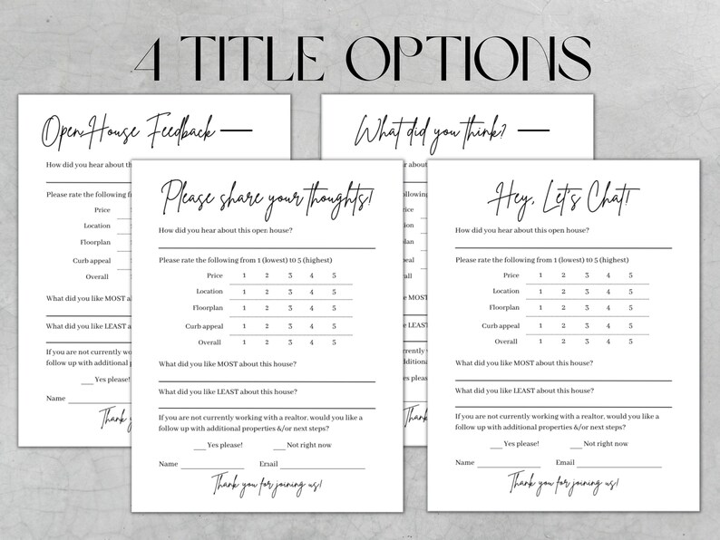 Open House Feedback Form | Digital Download | 071 - Etsy