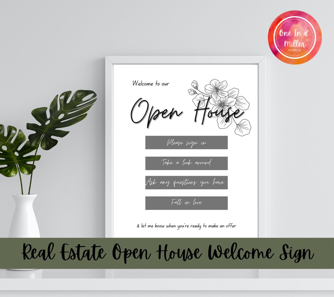 Open House Welcome Sign 1.0 | Digital Download | 072 - Etsy