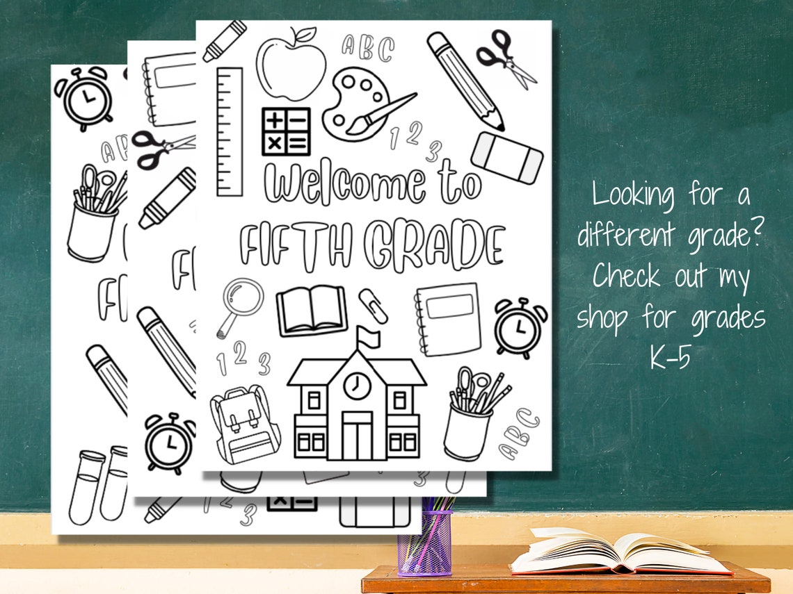 Welcome to Fifth Grade Coloring Sheet, Open House, First Day of School ...