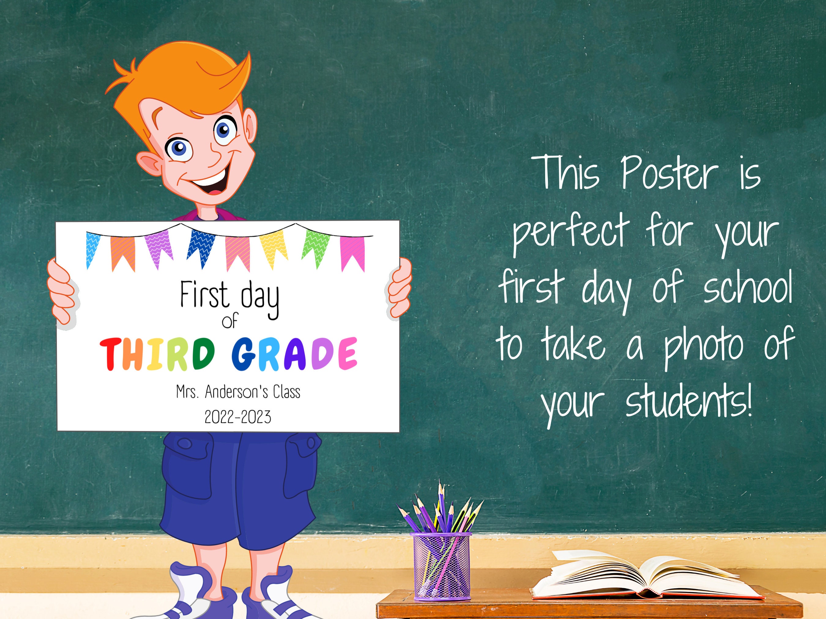 First Day of Third Grade, First Day of School Poster, Back to School ...
