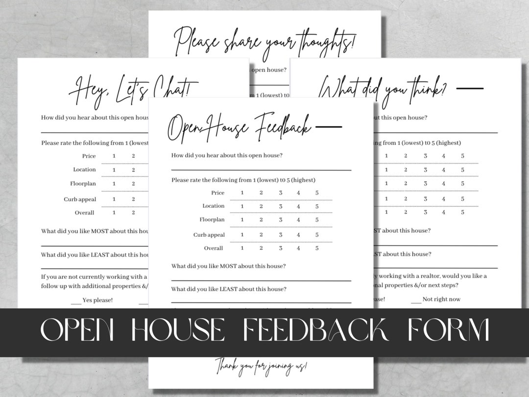 Open House Feedback Form | Digital Download | 071 - Etsy