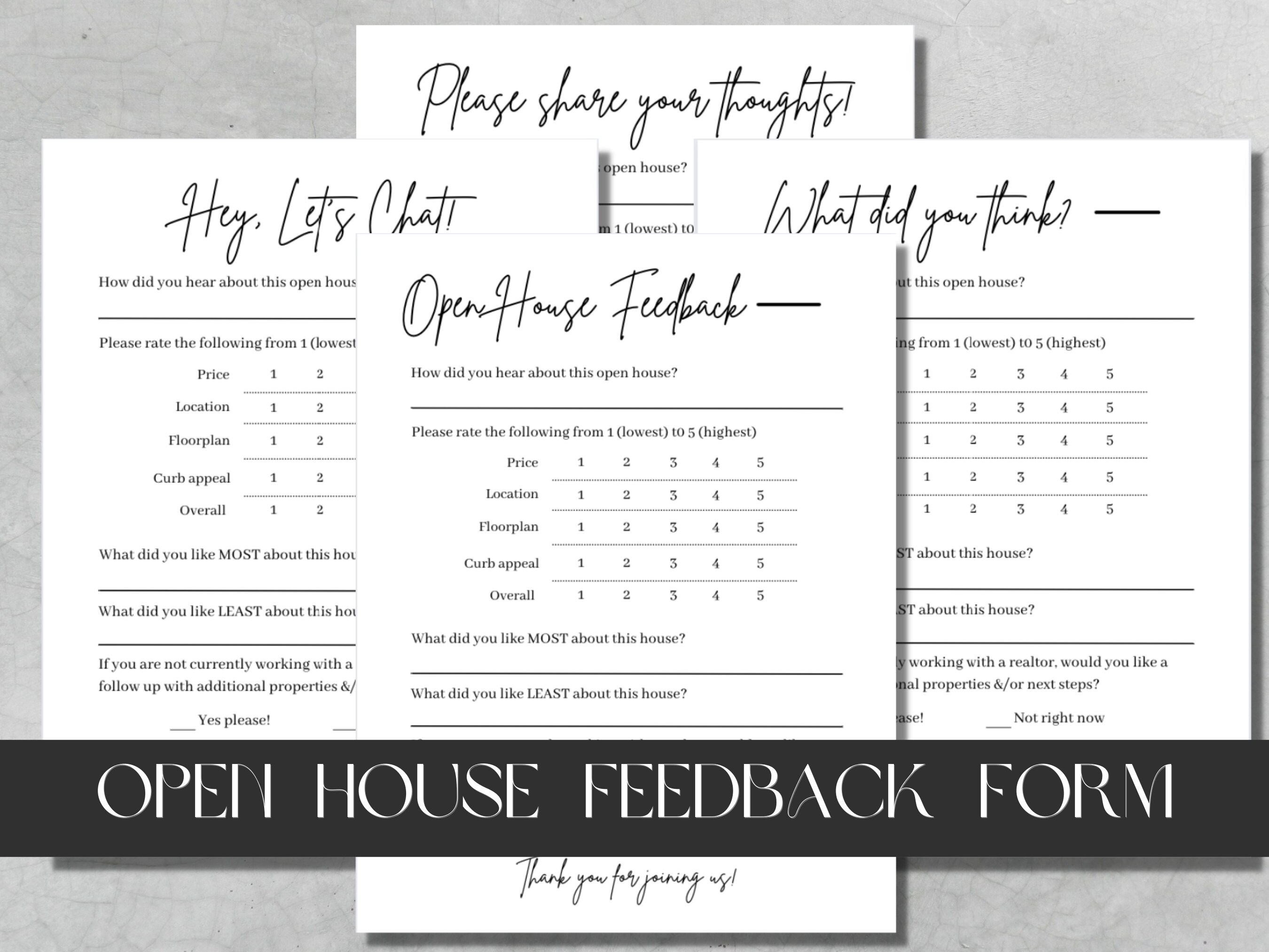 Open House Feedback Form | Digital Download | 071 - Etsy