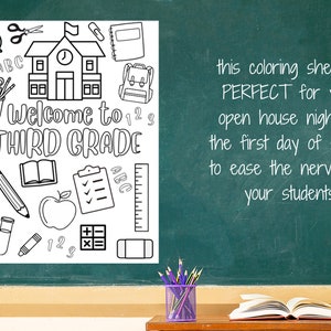Welcome to Third Grade Coloring Sheet, Open House, First Day of School ...