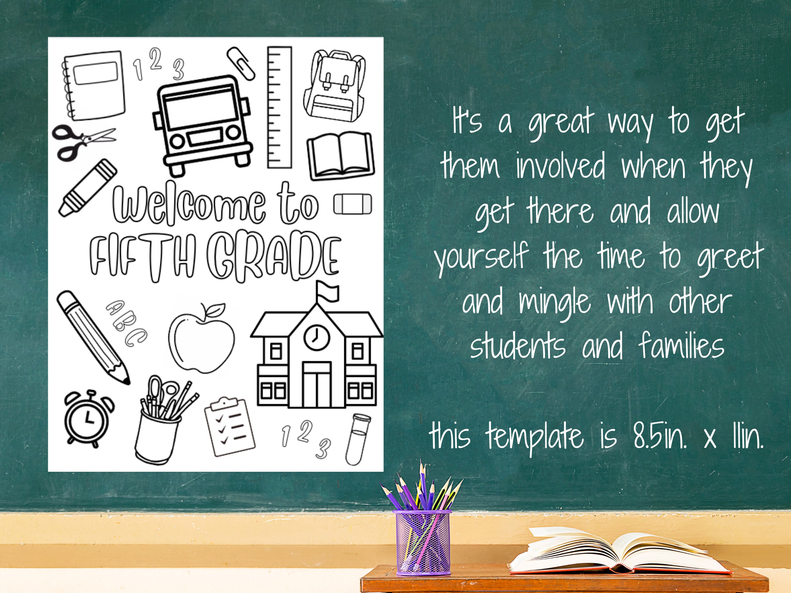 Welcome to Fifth Grade Coloring Sheet, Open House, First Day of School ...