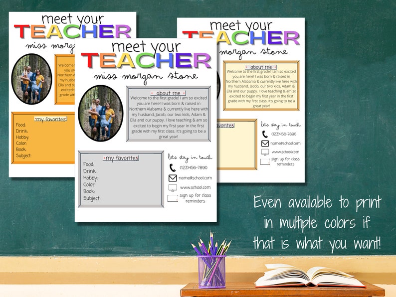 Meet Your Teacher Flyers Teacher Contact Information About - Etsy
