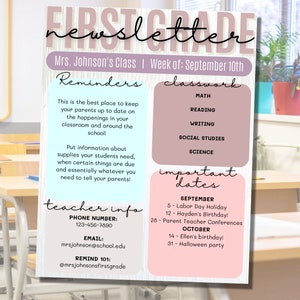 Weekly Classroom Newsletter, Elementary School, Teacher Resources ...