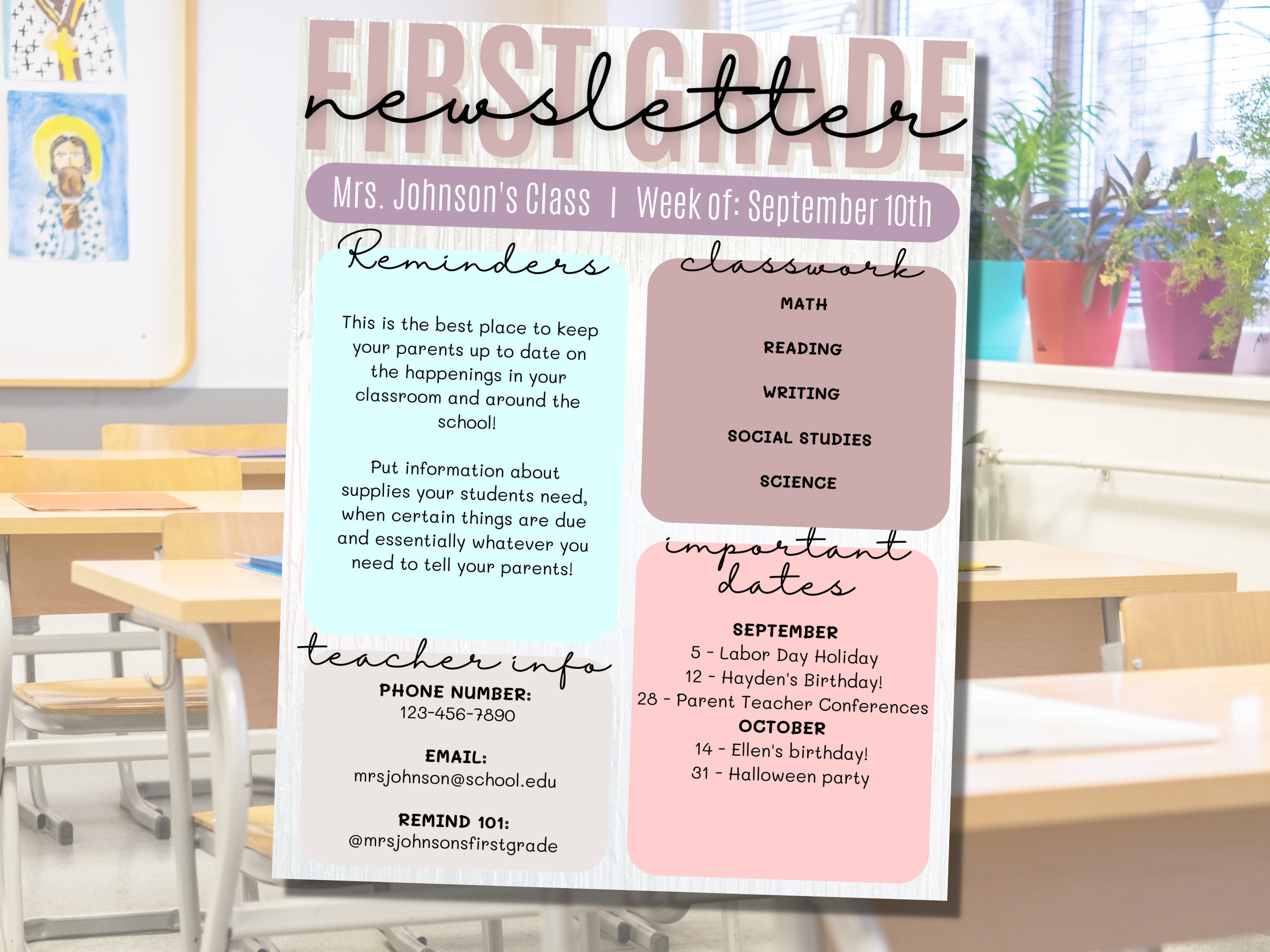 Weekly Classroom Newsletter, Elementary School, Teacher Resources ...