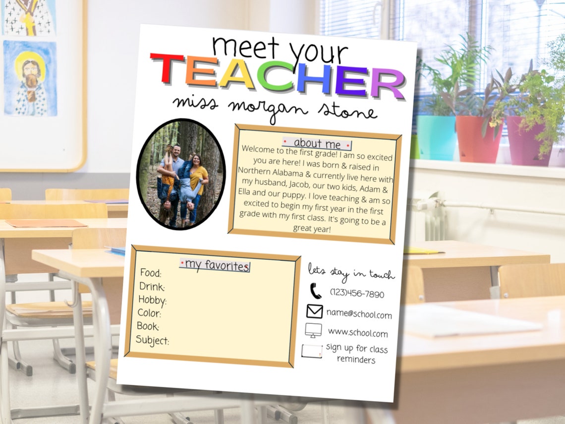 Meet Your Teacher Flyers Teacher Contact Information About - Etsy