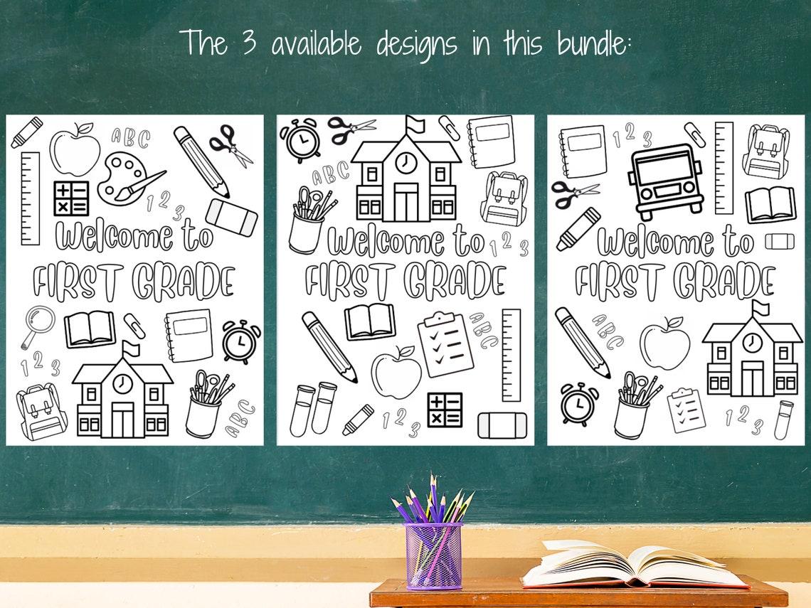 Welcome to First Grade Coloring Sheet Open House Back to - Etsy