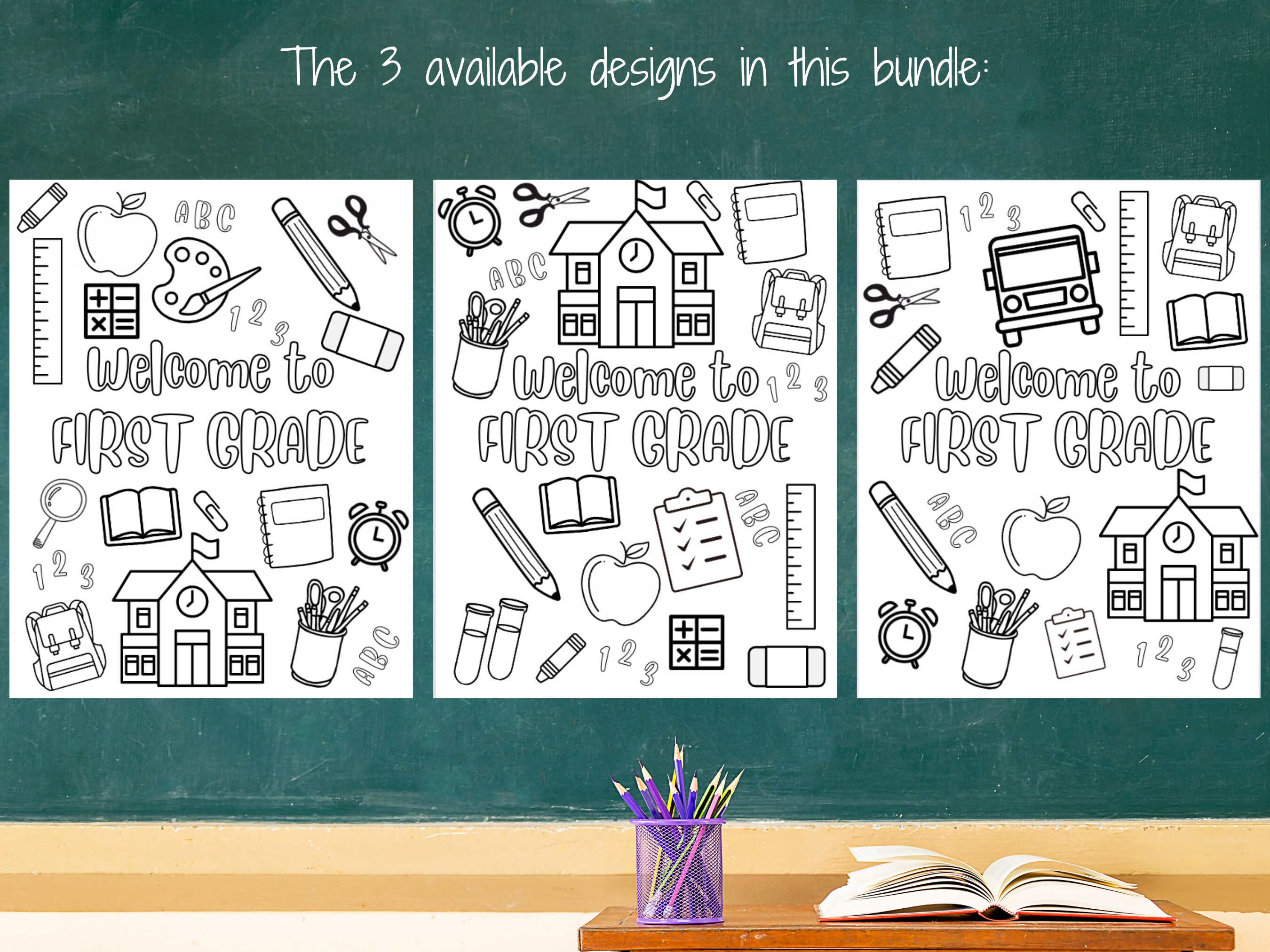 Welcome to First Grade Coloring Sheet, Open House, Back to School ...