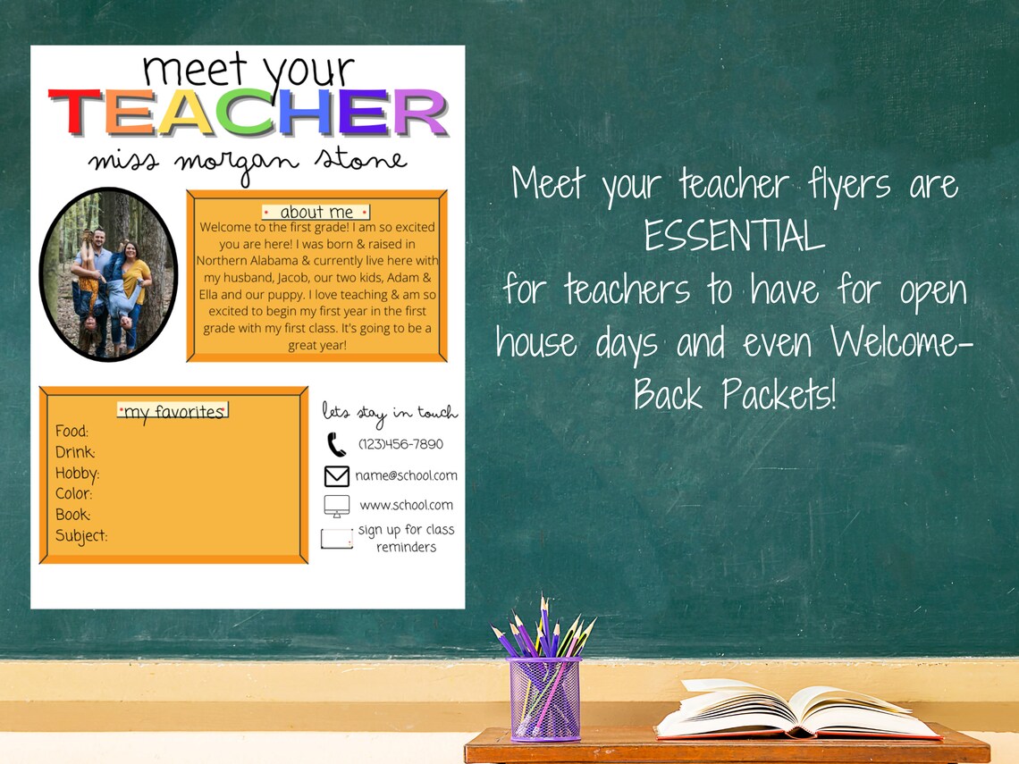Meet Your Teacher Flyers Teacher Contact Information About - Etsy