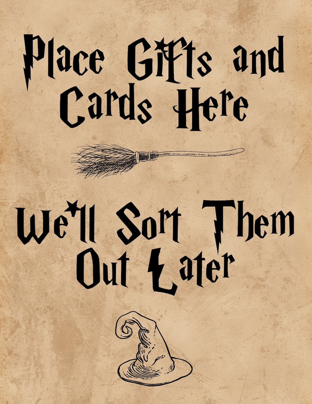 Sorting Hat Sign, Gift Sign, Magical Tiny Witch Wizard, for Baby Shower ...