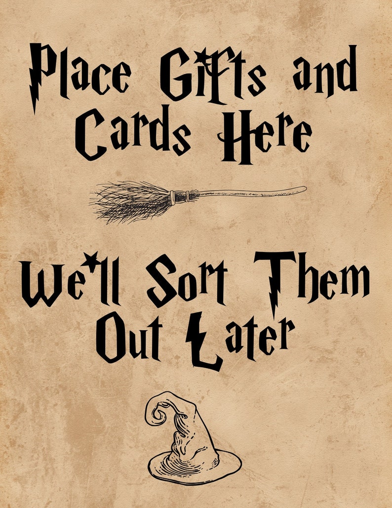 Sorting Hat Sign, Gift Sign, Magical Tiny Witch Wizard, for Baby Shower ...