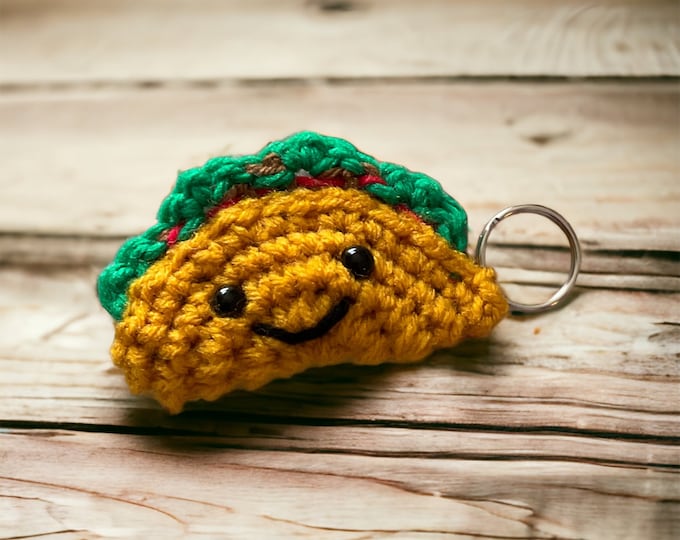 Taco Keychain. Crocheted Kawaii Food Mini Plush. MADE TO ORDER - Etsy