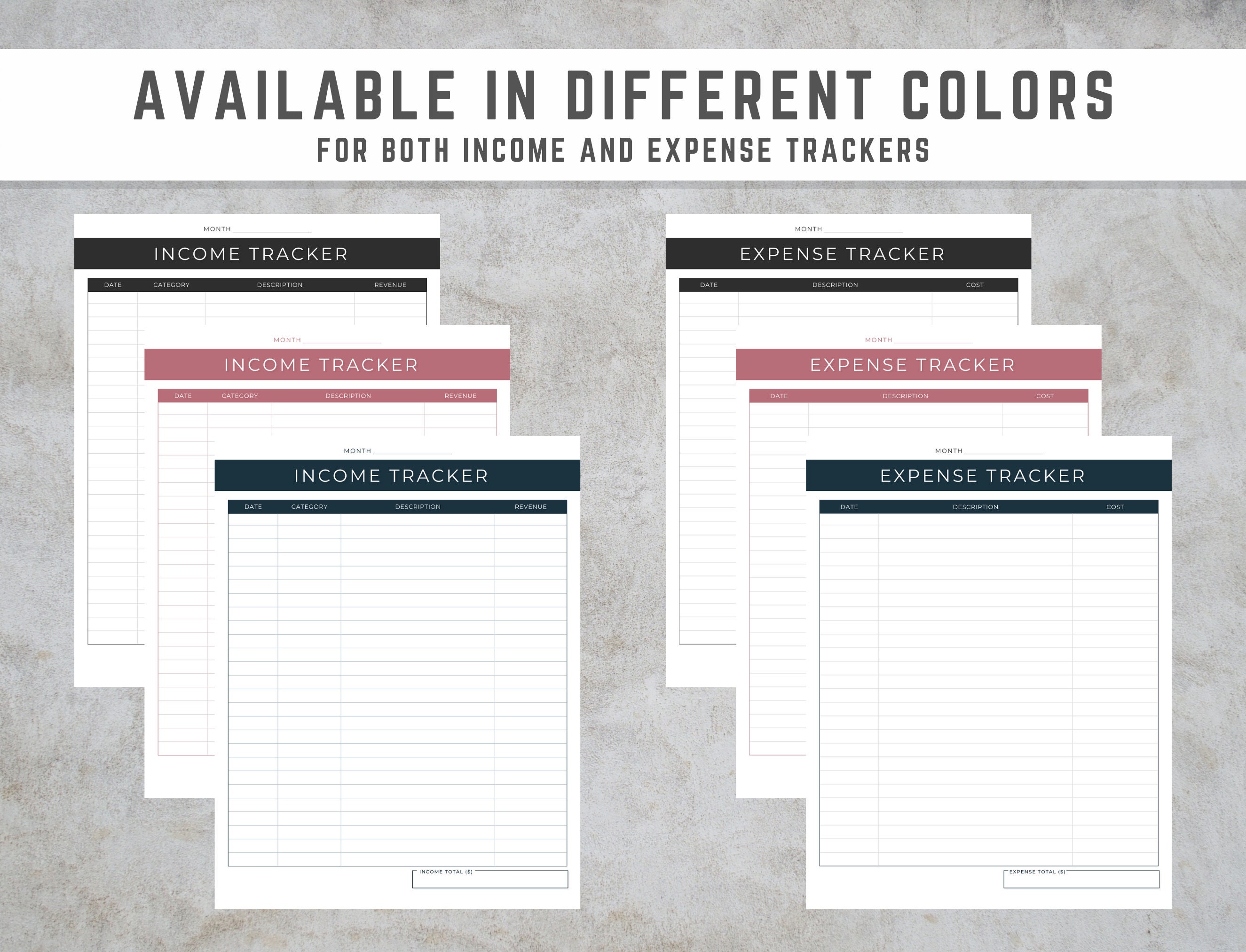 Income Tracker / Expense Tracker Forms - Printable | Income Log ...