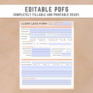 Client Intake Form | Client Information Form, Relator Intake Sheet Real ...