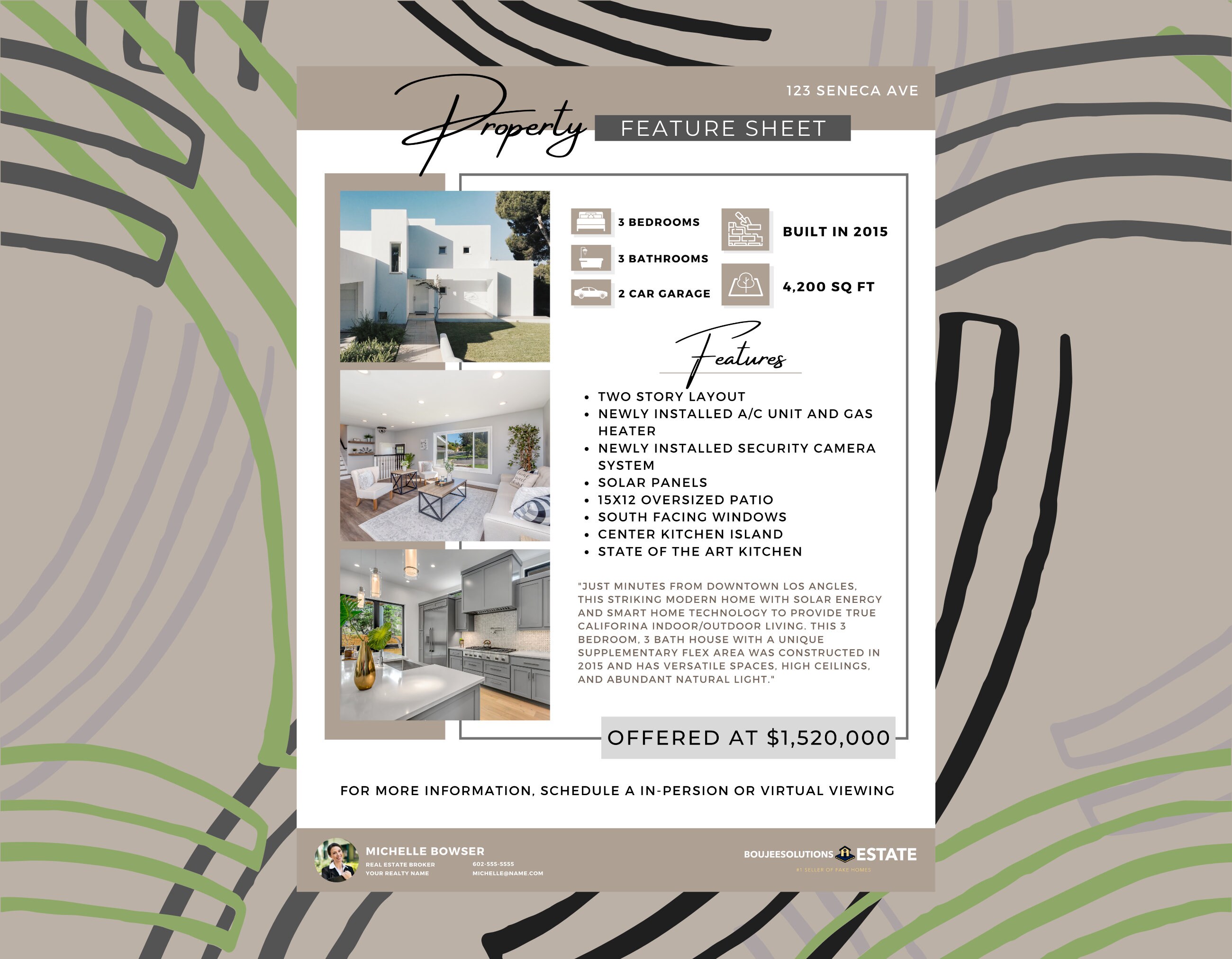 Property Brochure Real Estate Template Home Feature Sheet, Realtor, New ...