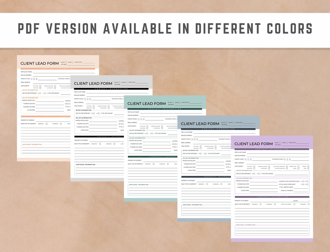 Client Intake Form | Client Information Form, Relator Intake Sheet Real ...