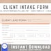 Client Intake Form | Client Information Form, Relator Intake Sheet Real ...