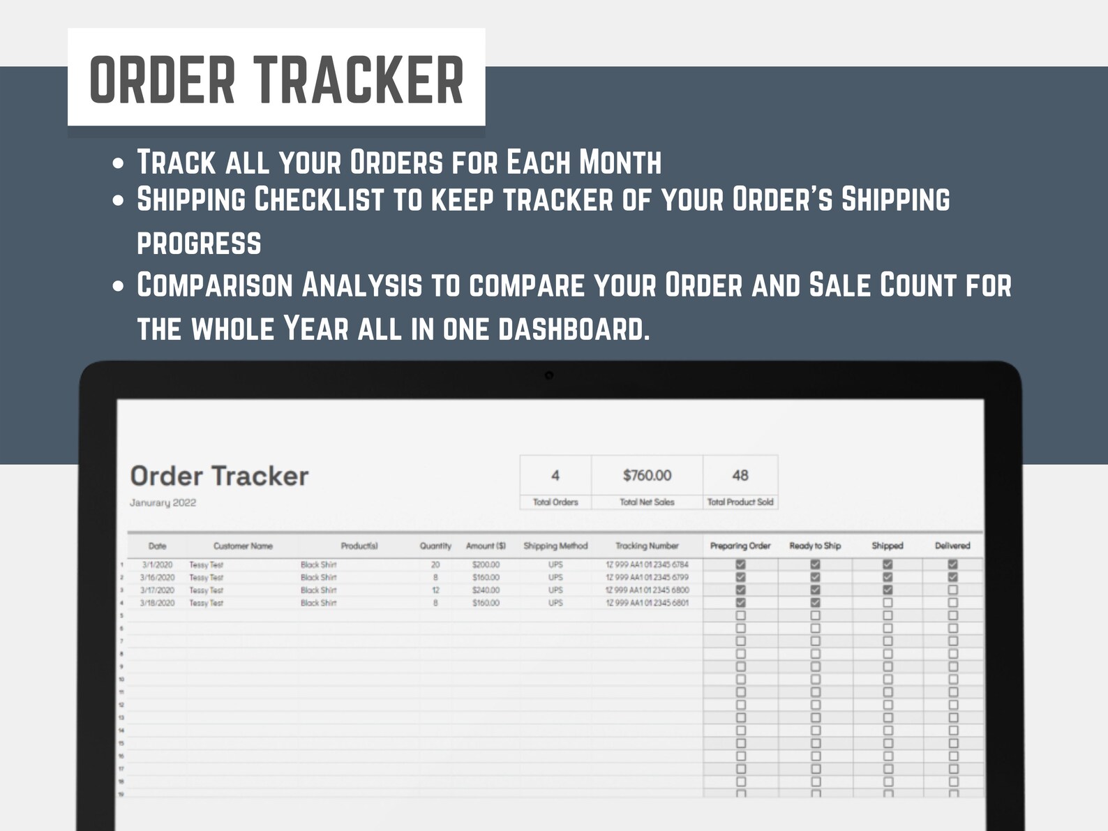 Order Status Tracker | Order Tracker, Book Keeping, Spreadsheet ...