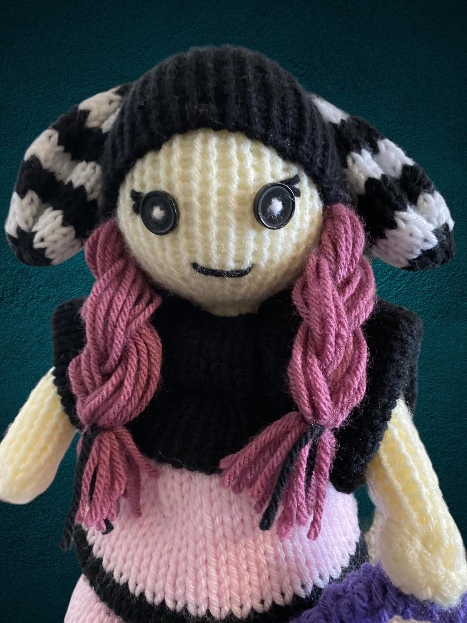 Circular KNITTING MACHINE PATTERN for Knitted Stuffed Gothic Goth Girl ...