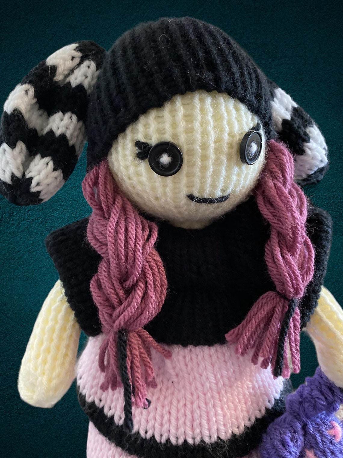 Circular KNITTING MACHINE PATTERN for Knitted Stuffed Gothic Goth Girl ...