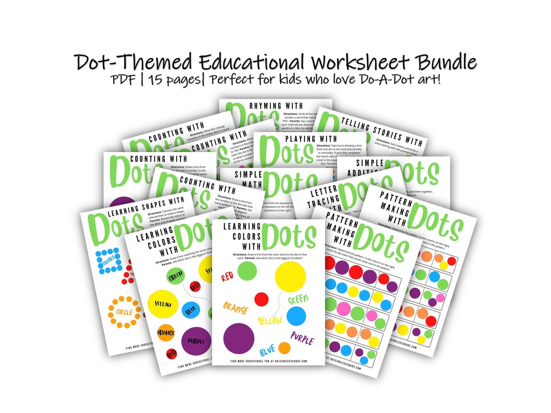 Educational Worksheets for Kids | Dots Theme | Boutique Style | Colors ...