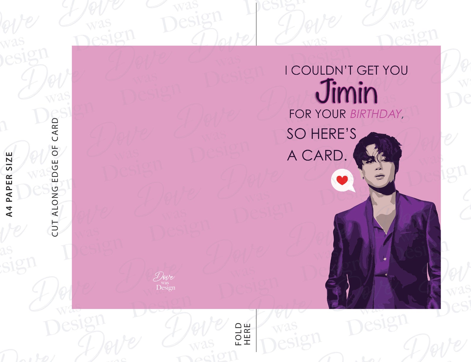Jimin Park Jimin BTS Happy Birthday Card Instant Downloadable Cute ...