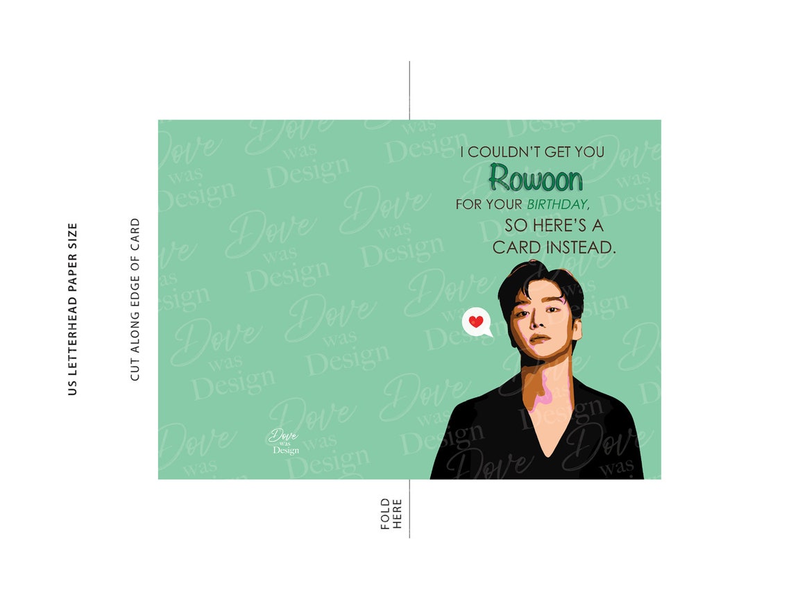 Rowoon Kdrama Happy Birthday Card Instant Downloadable Cute Korean ...