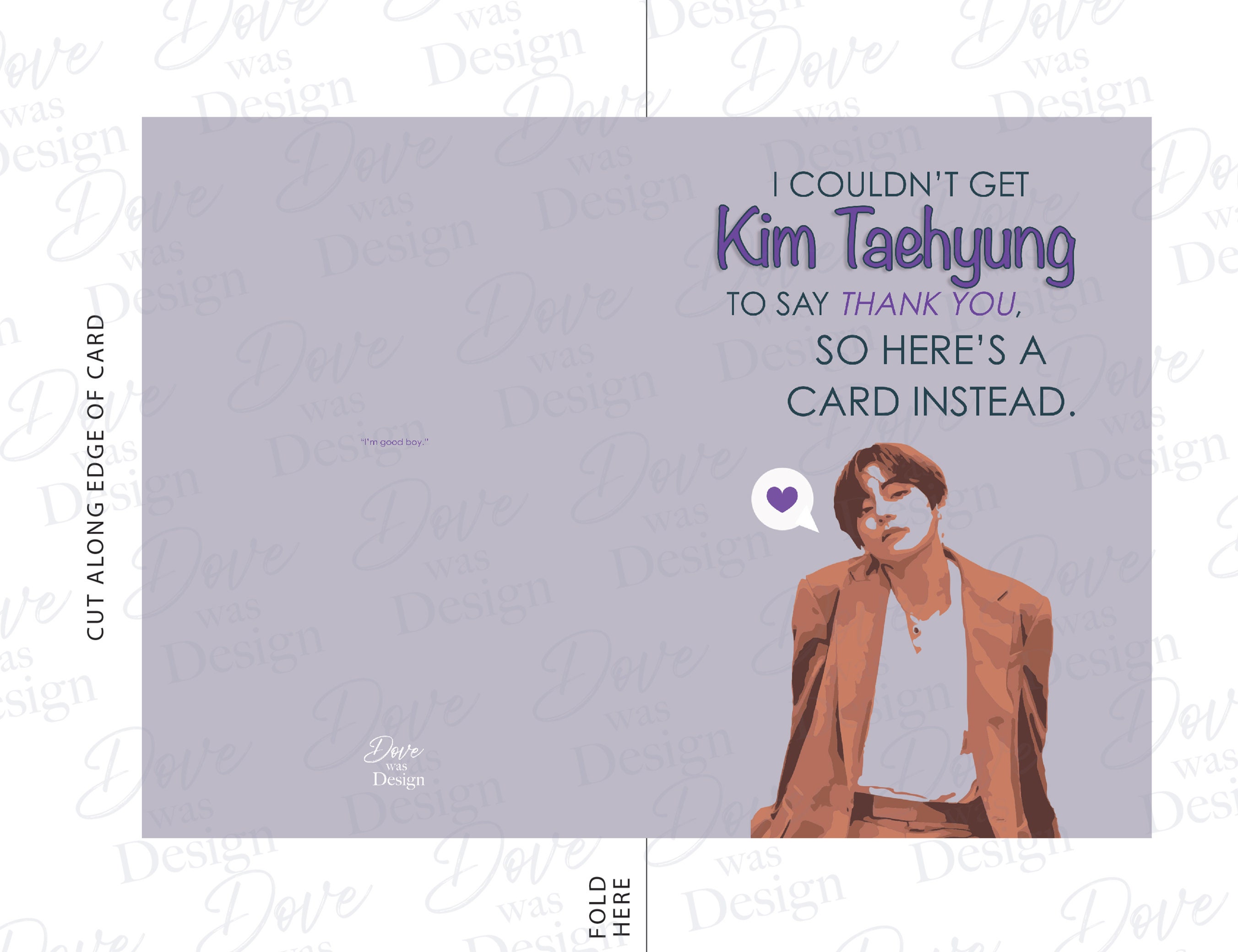 Kim Taehyung Kim Tae-hyung V BTS Thank You Card Instant Downloadable ...