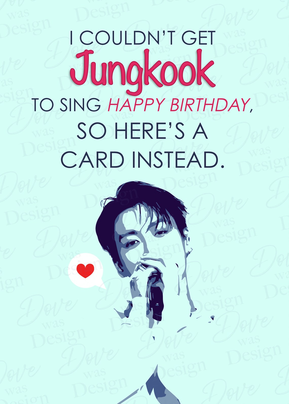 Jungkook Jeon Jungkook JK BTS Happy Birthday Card Instant Downloadable ...