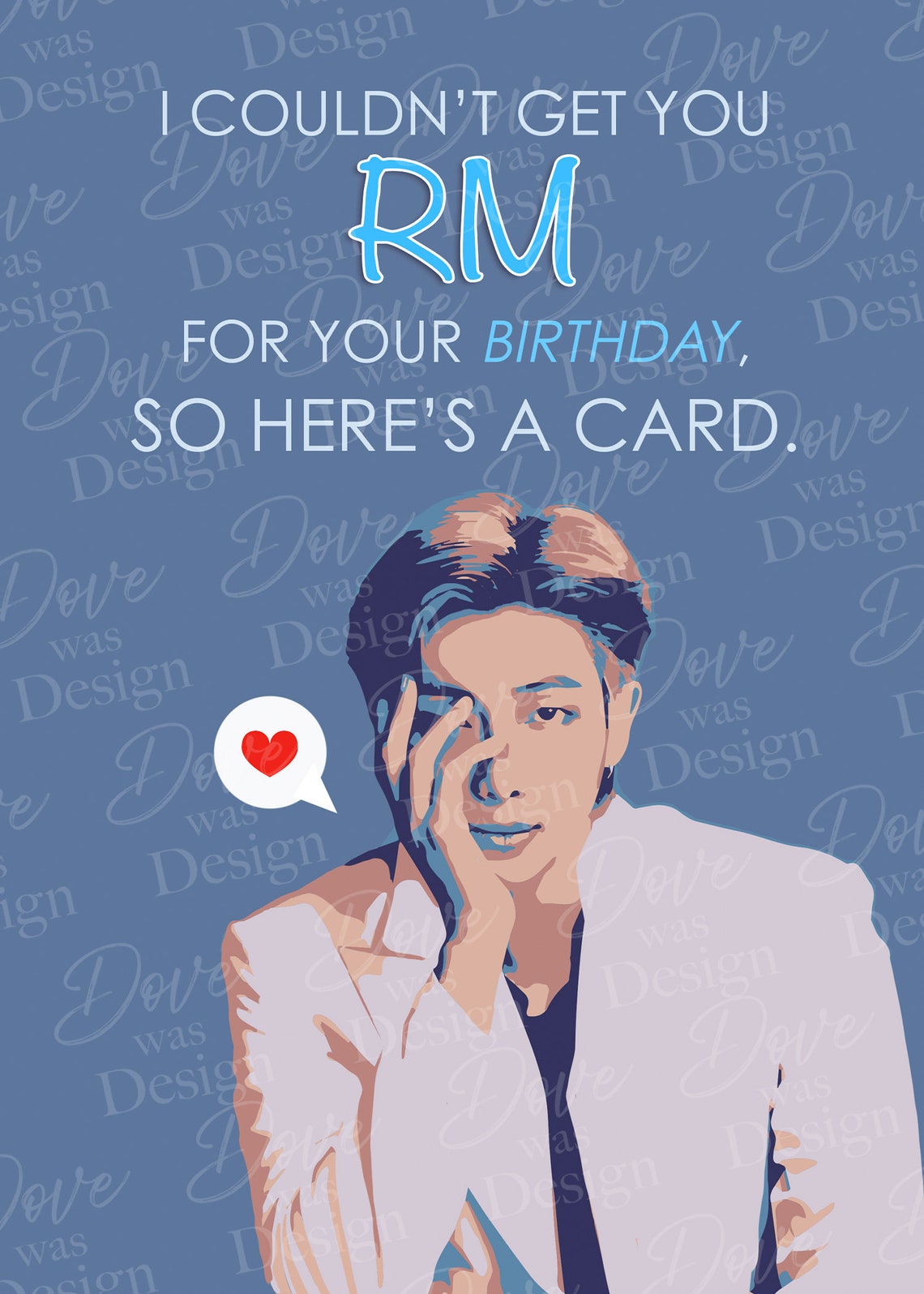 RM Rap Monster Kim Namjoon Kimnamjoon BTS Happy Birthday Card Instant ...