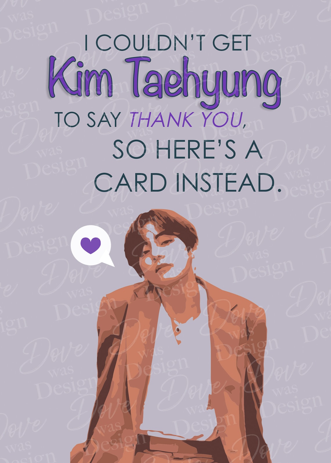 Kim Taehyung Kim Tae-hyung V BTS Thank You Card Instant Downloadable ...