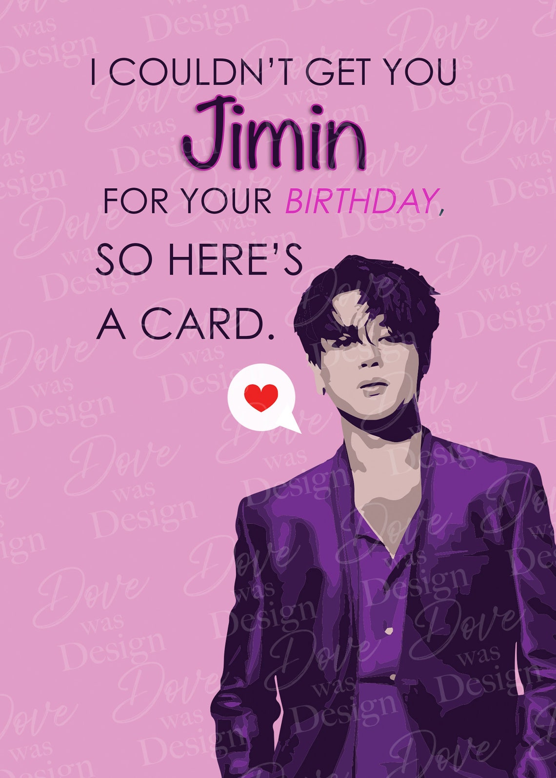 Jimin Park Jimin BTS Happy Birthday Card Instant Downloadable Cute ...