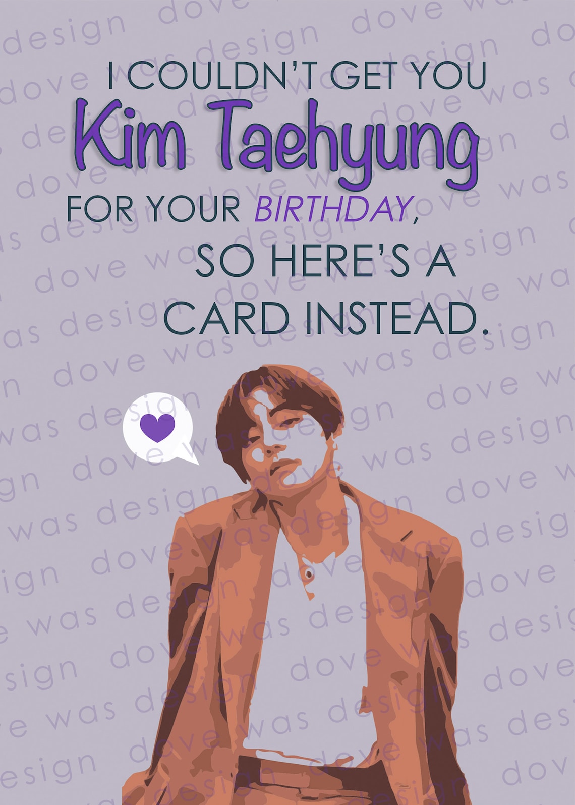 Kim Taehyung Kim Tae-hyung V BTS Happy Birthday Card Instant ...