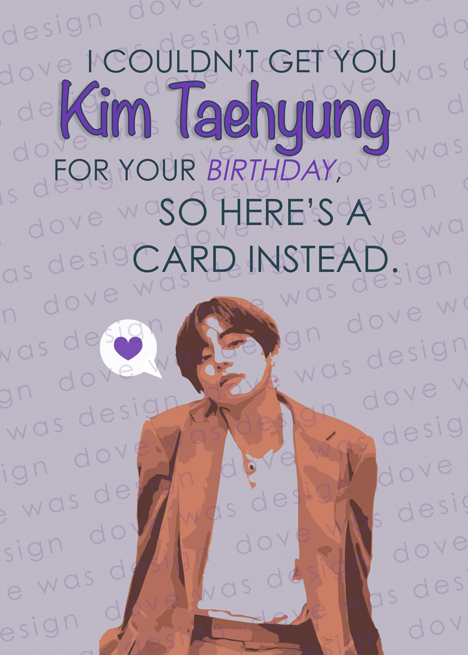 Kim Taehyung Kim Tae-hyung V BTS Happy Birthday Card Instant ...