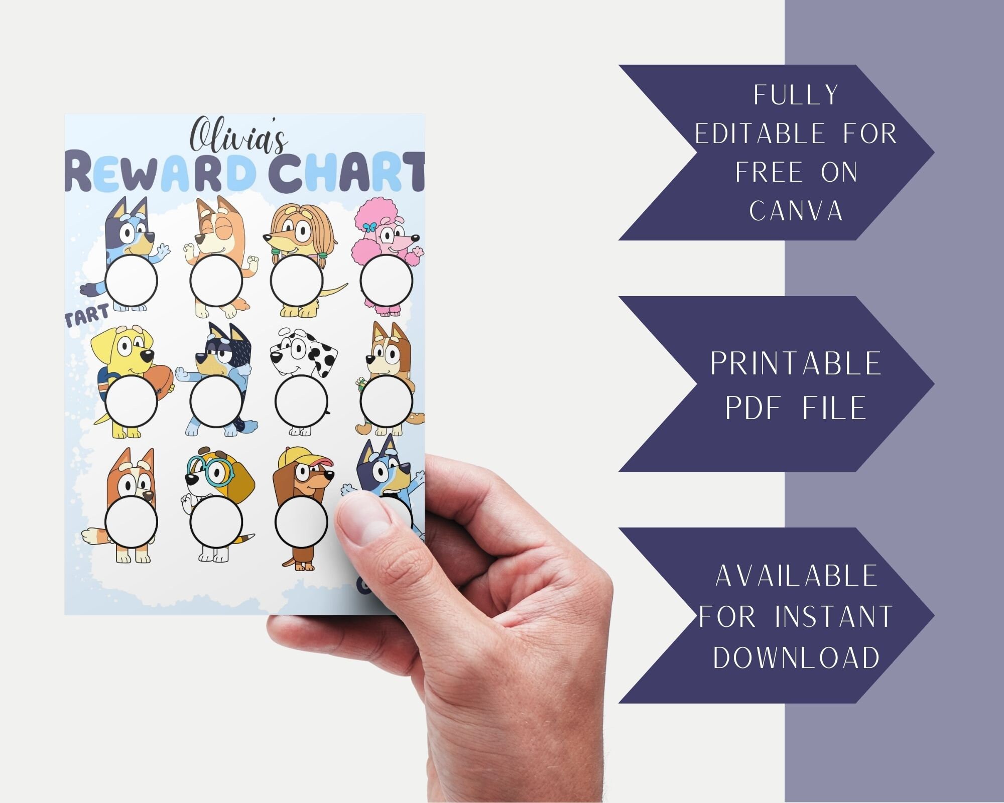 Bluey Reward Chart Bluey Sticker Chartbluey Editable CANVA - Etsy Israel