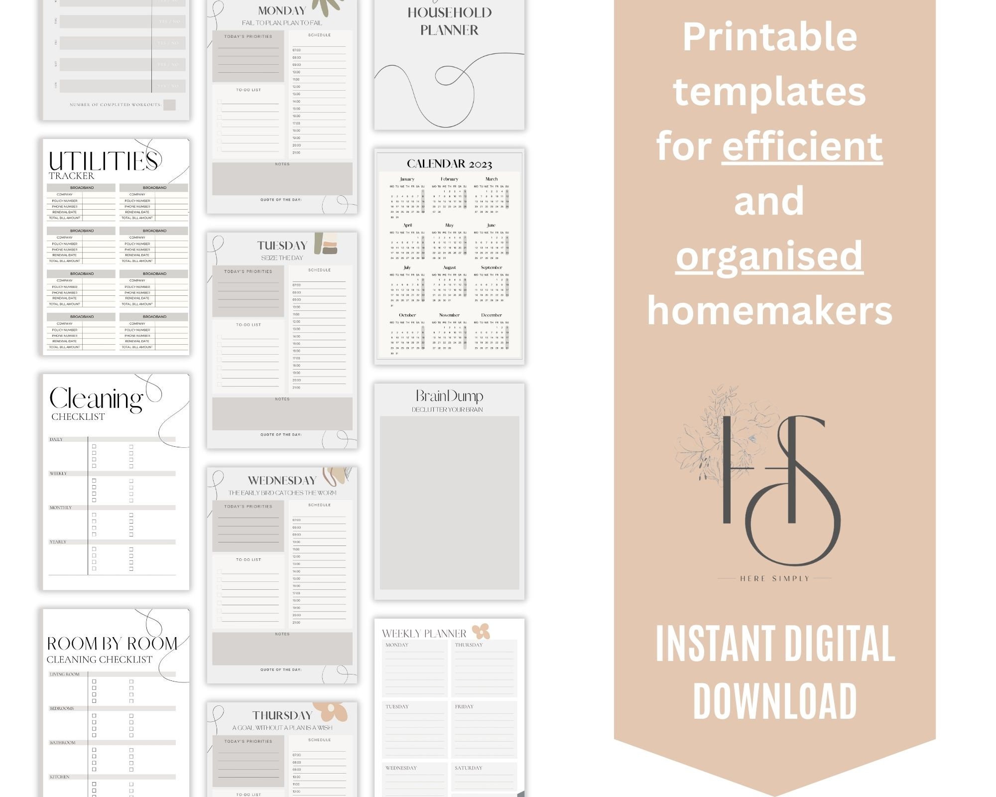 Household Planner Binder Printable for Mom Homemaker Planner Binder ...