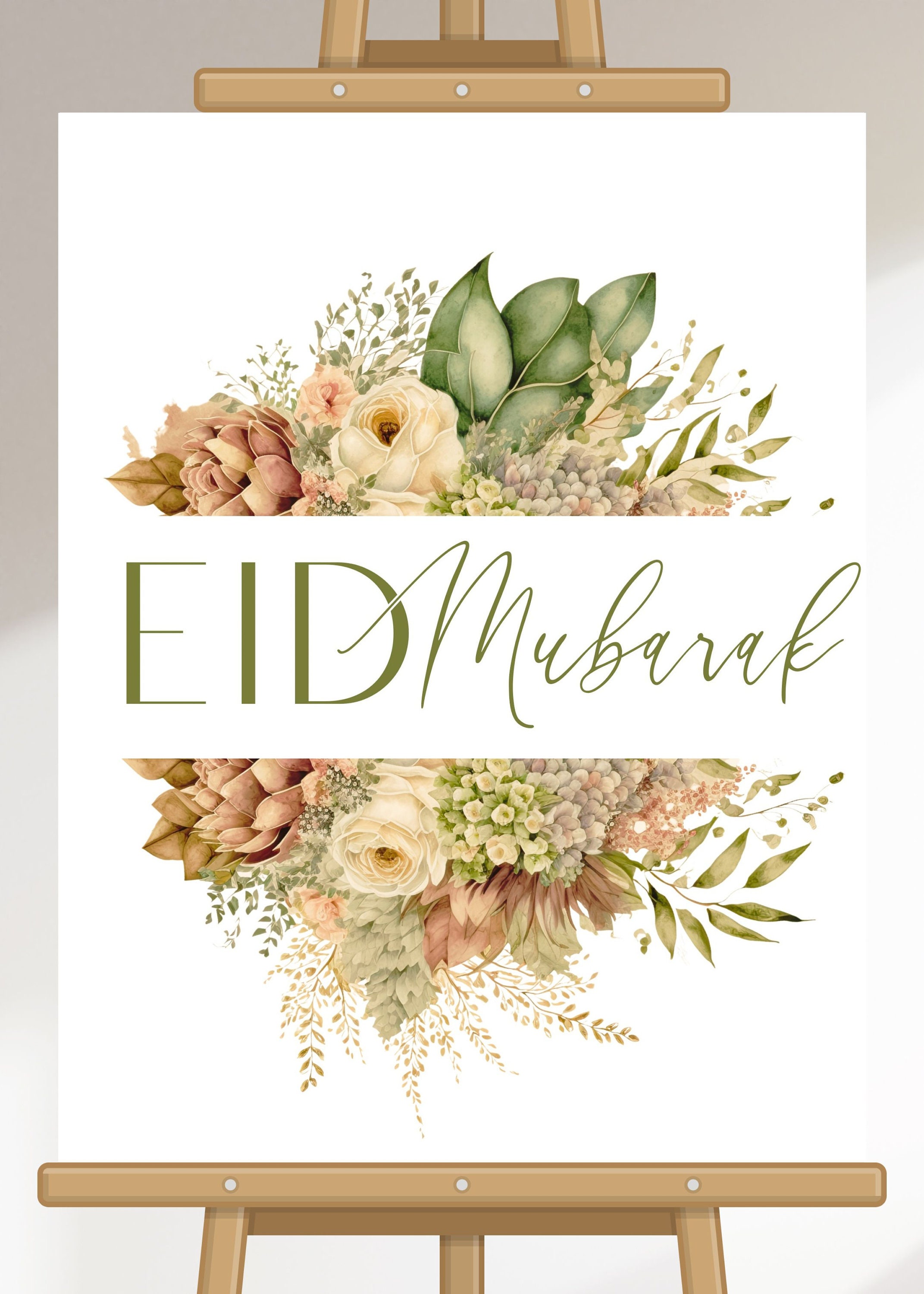 Floral Eid Mubarak Board Eid Welcome Sign, Eid Al Adha Eid Al Fitr ...
