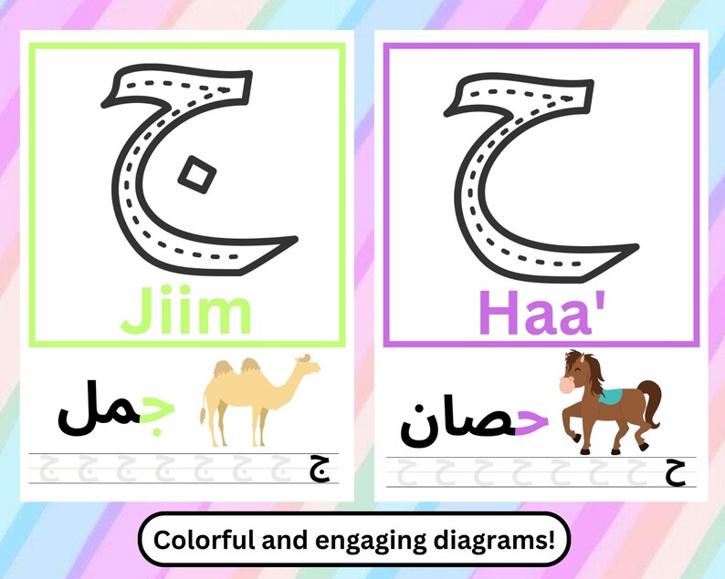 Arabic Alphabet Tracing Worksheet Tajweed for Kids Learn Arabic Muslim ...