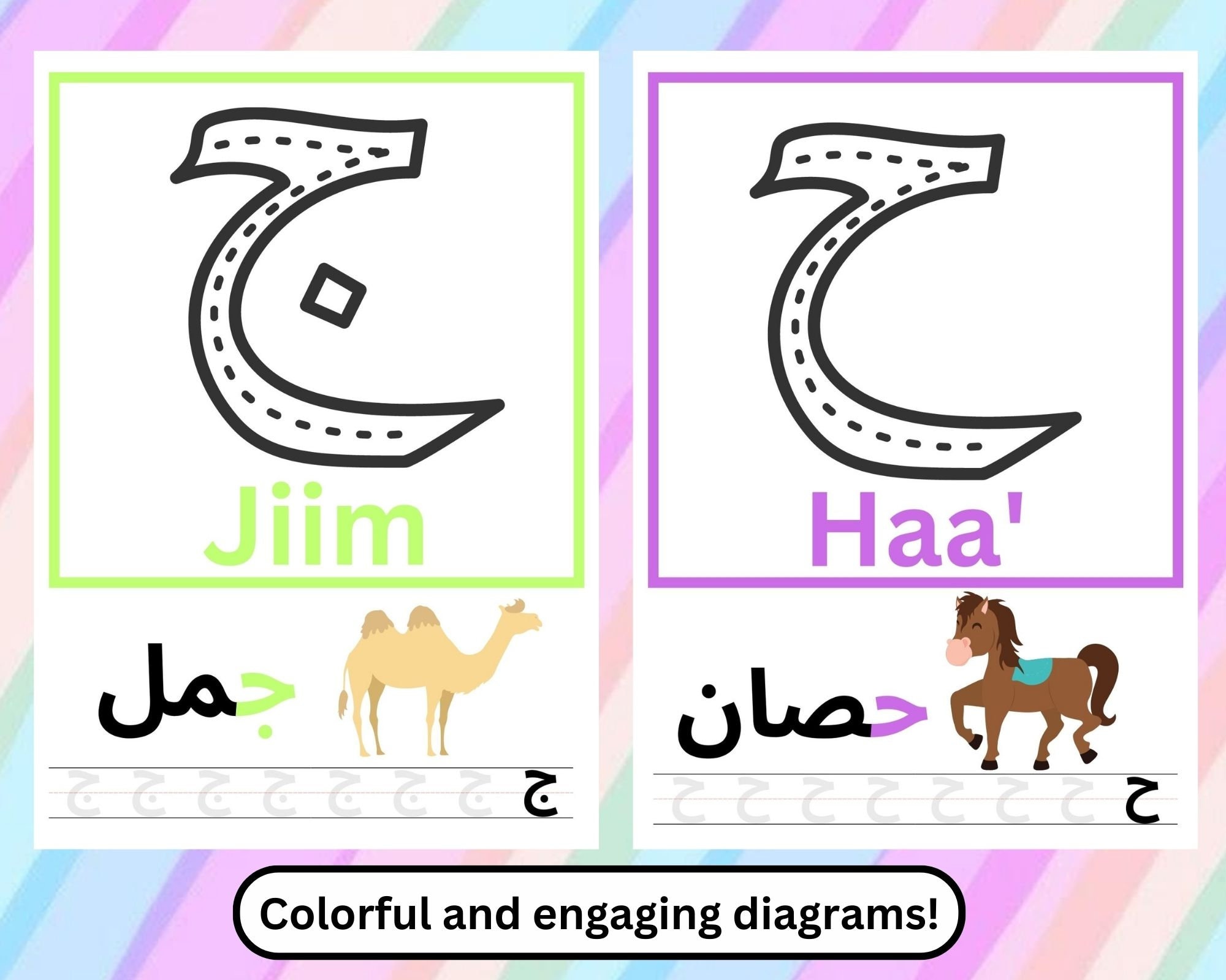 Arabic Alphabet Tracing Worksheet Tajweed for Kids Learn Arabic Muslim ...