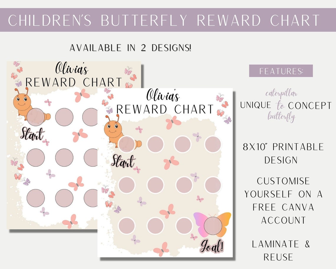Butterfly Reward Chart Butterfly Chore Chart Printable Butterfly ...
