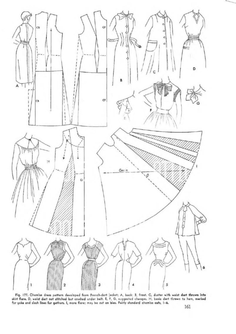 Practical Dress Design - 50s Dress Pattern Making Guide With Sewing Pattern, Dress Making Book ...