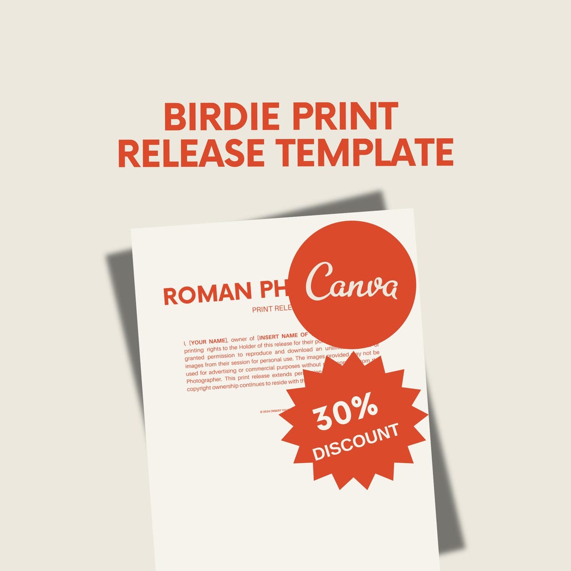 Photography Print Release, Editable Canva Print Release Template, Ready ...